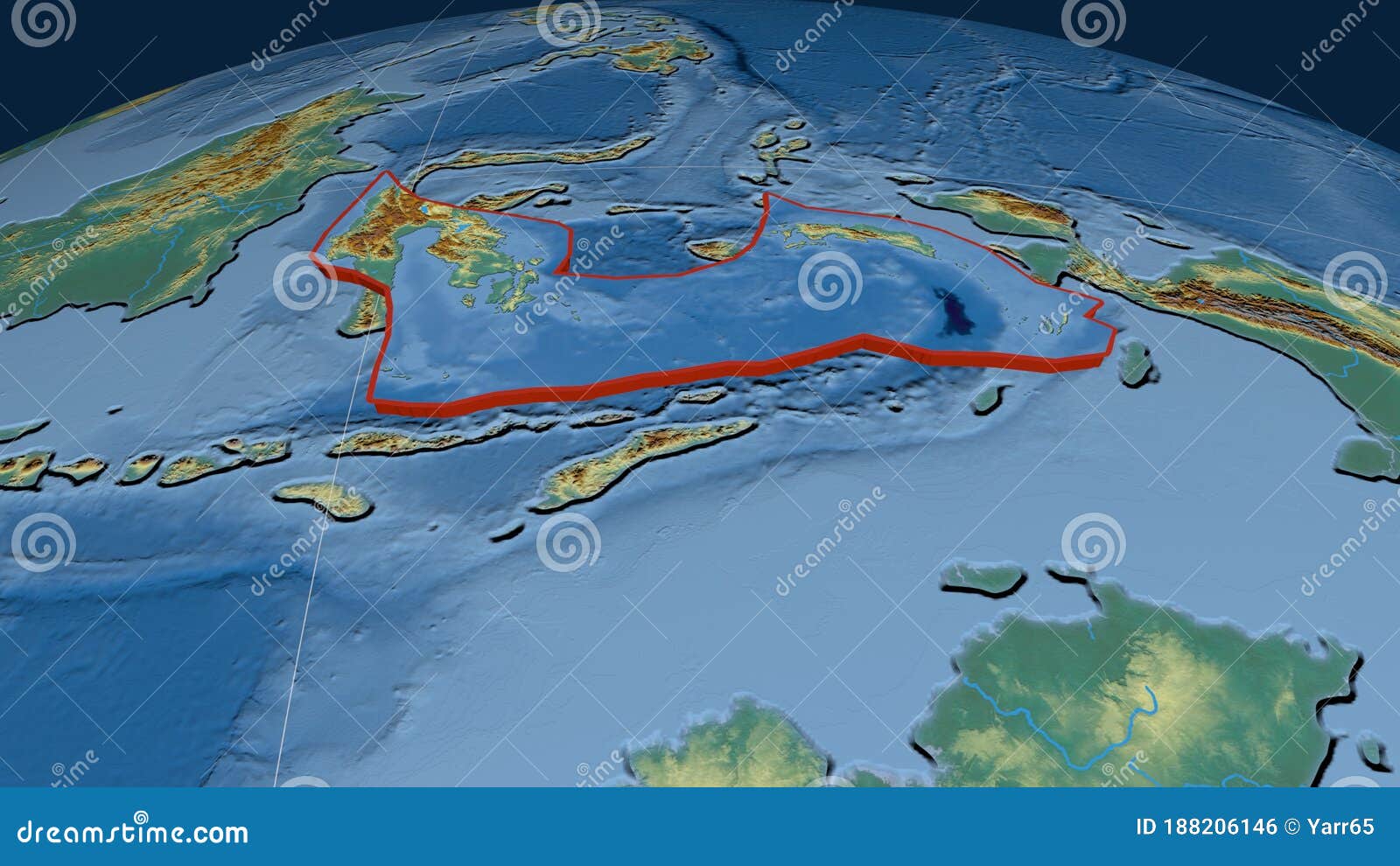 Banda Sea Plate Extruded - Relief Stock Illustration - Illustration of ...