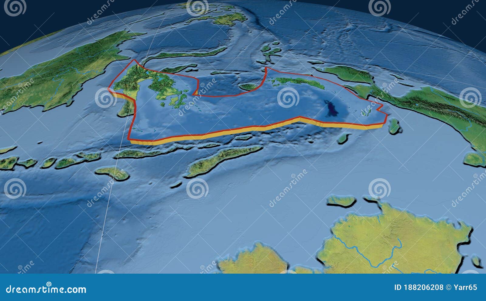 Banda Sea Plate Extruded - Topographic Stock Illustration ...