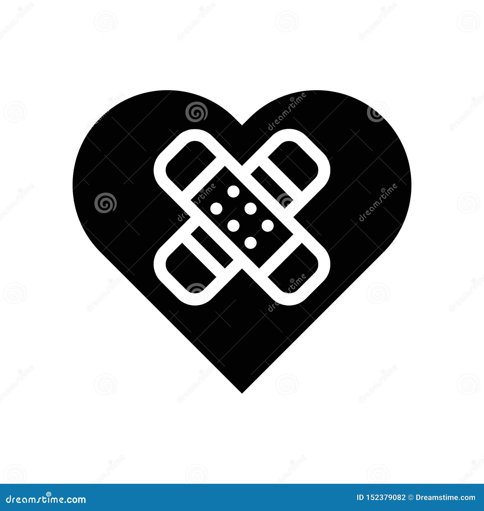 Bandage on Heart Vector, Valentine and Love Related Solid Icon Stock ...