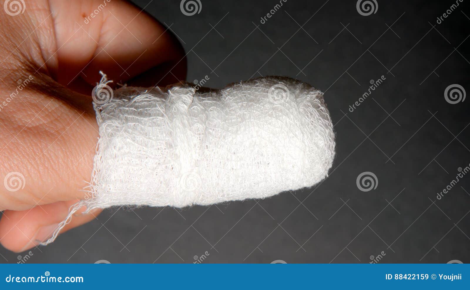 Bandage on injured finger stock image. Image of closeup - 88422159