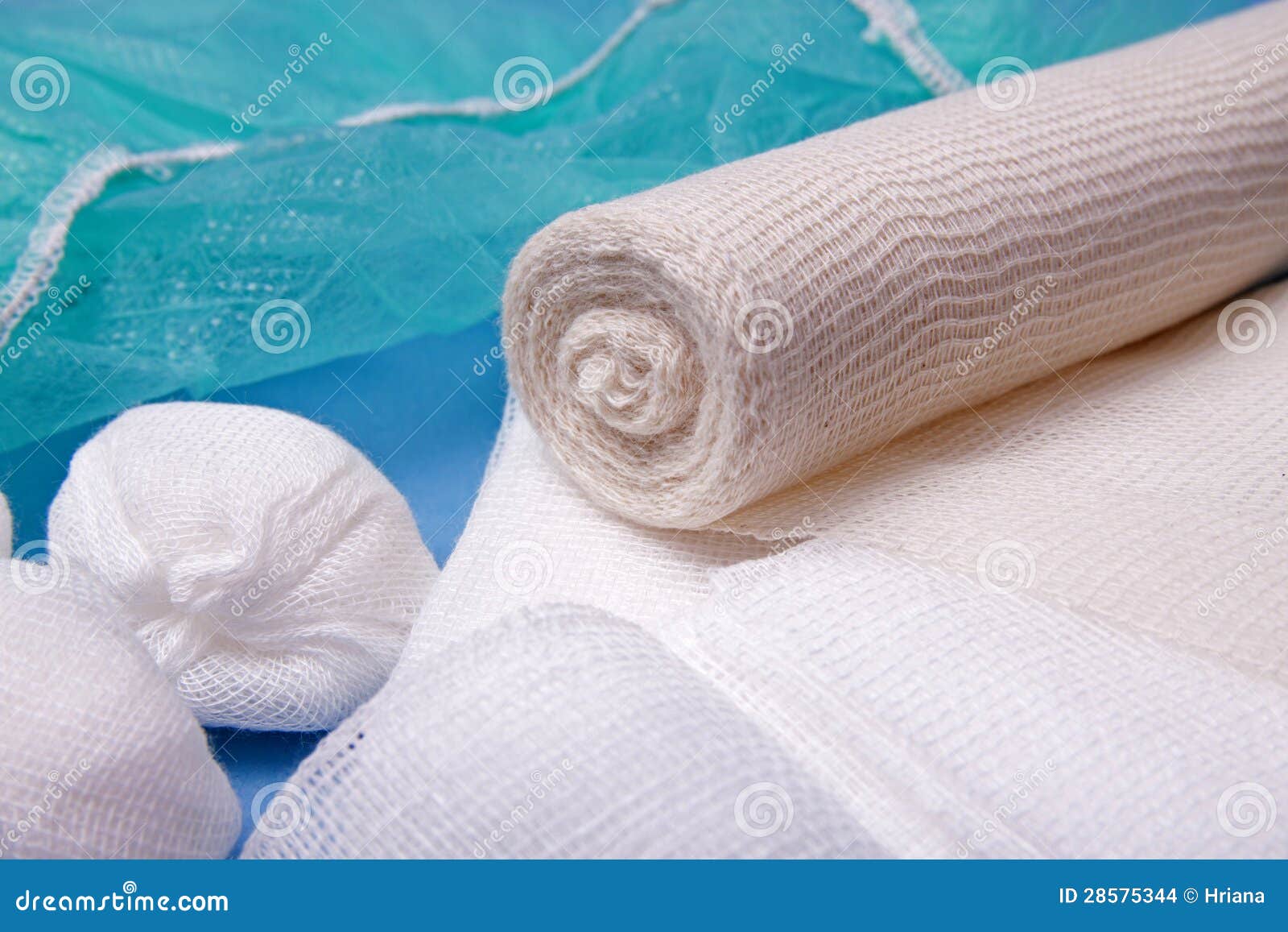 Bandage and Round Gauze Ball Stock Photo - Image of colorimage, bandage ...