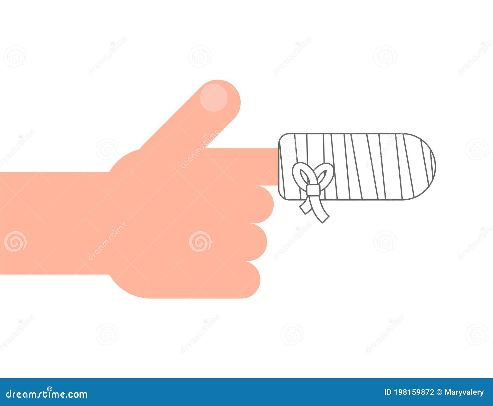 Bandaged Finger Isolated. Injury Finger Vector Illustration Stock ...
