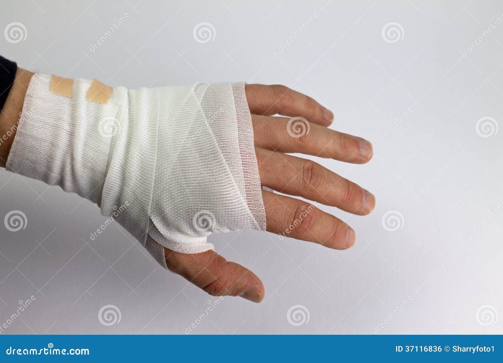 Bandaged Hand stock photo. Image of plasters, intact - 37116836