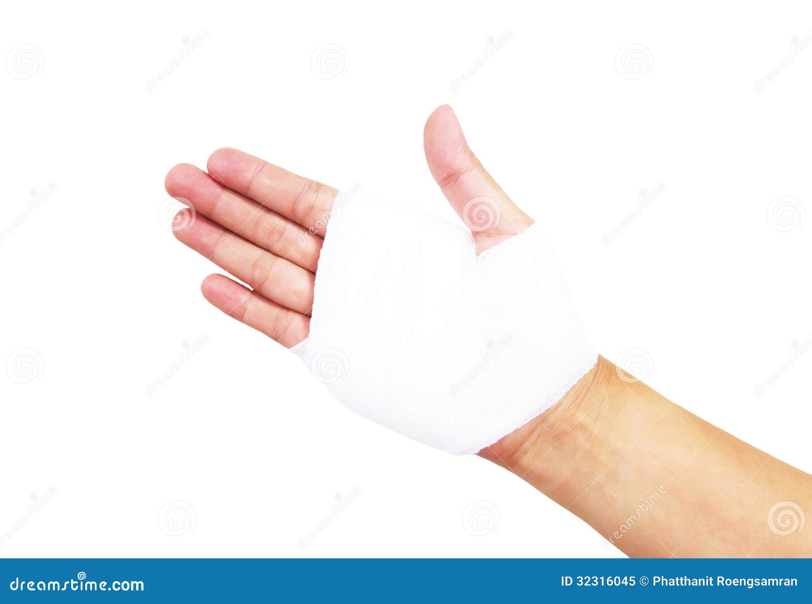 Bandaged Hand Isolated , with Clipping Path Stock Image - Image of ...