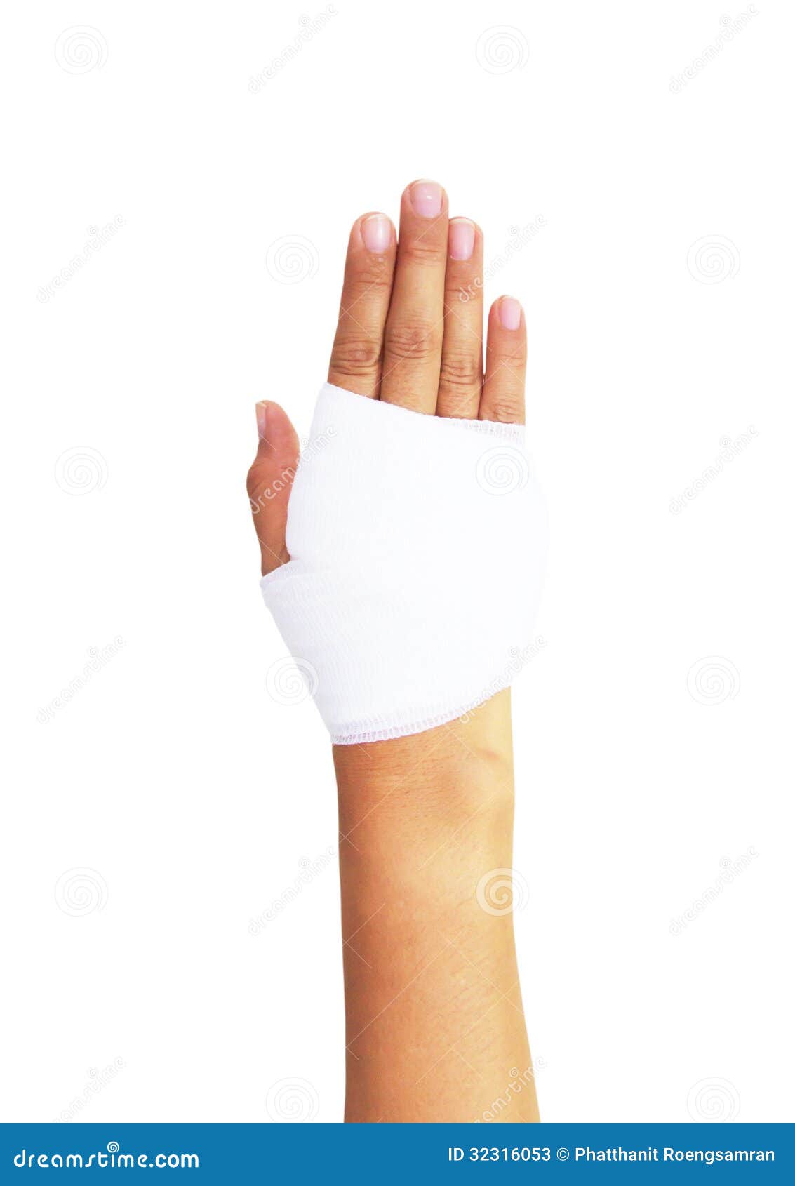 Bandaged Hand on White, with Clipping Path Stock Image - Image of ...