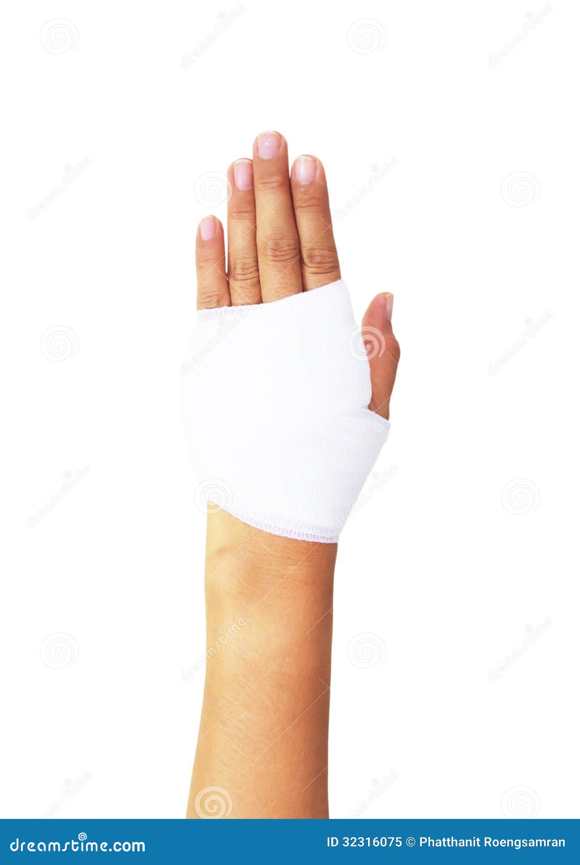 Bandaged Hand on White, with Clipping Path Stock Image - Image of limb ...