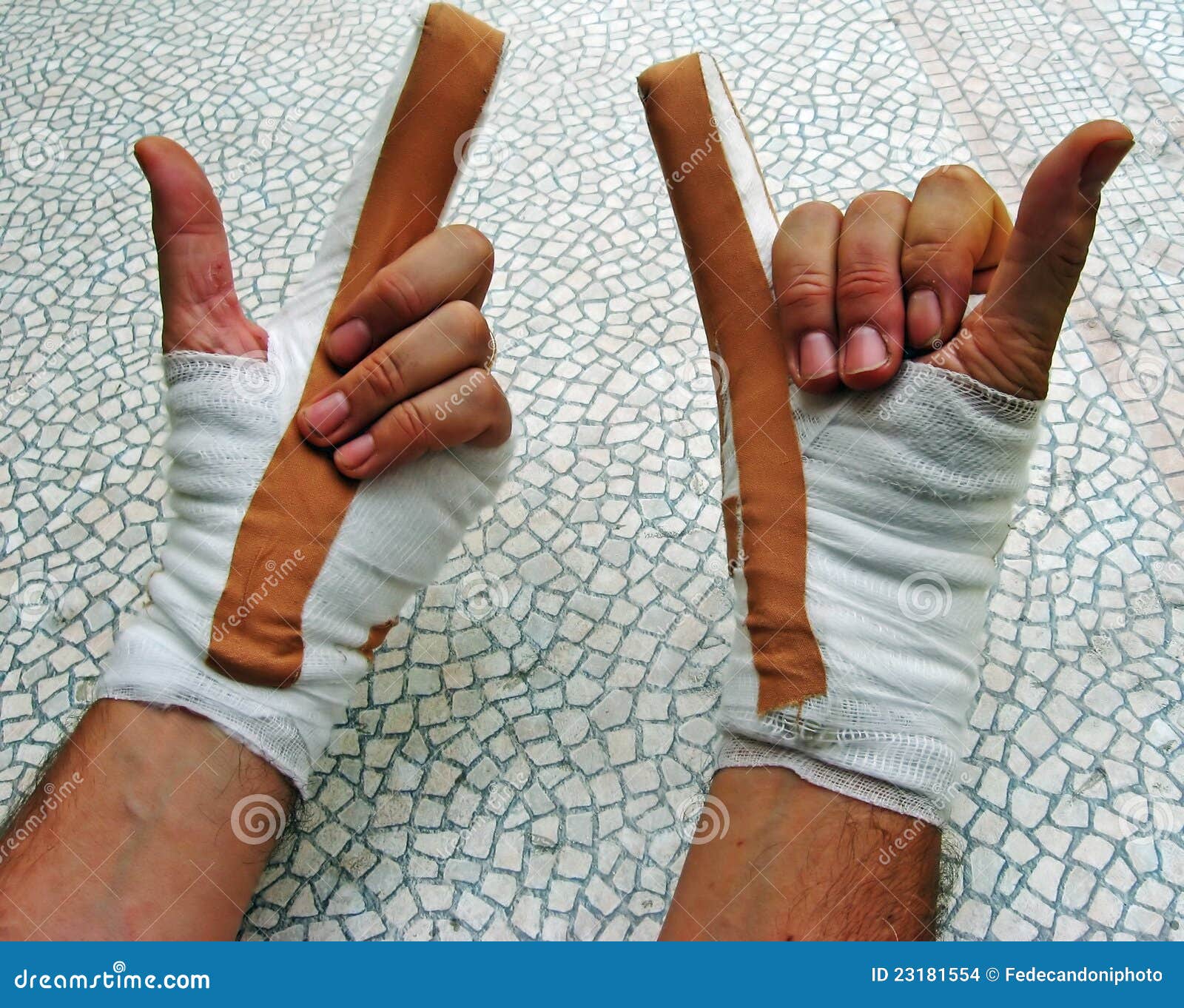 Bandaged Hands With Horns Stock Images - Image: 23181554