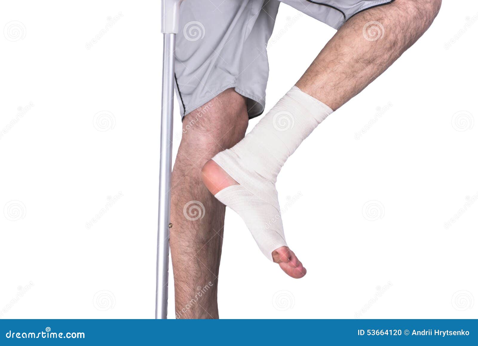 Bandaged leg damaged stock photo. Image of foot, crutch - 53664120