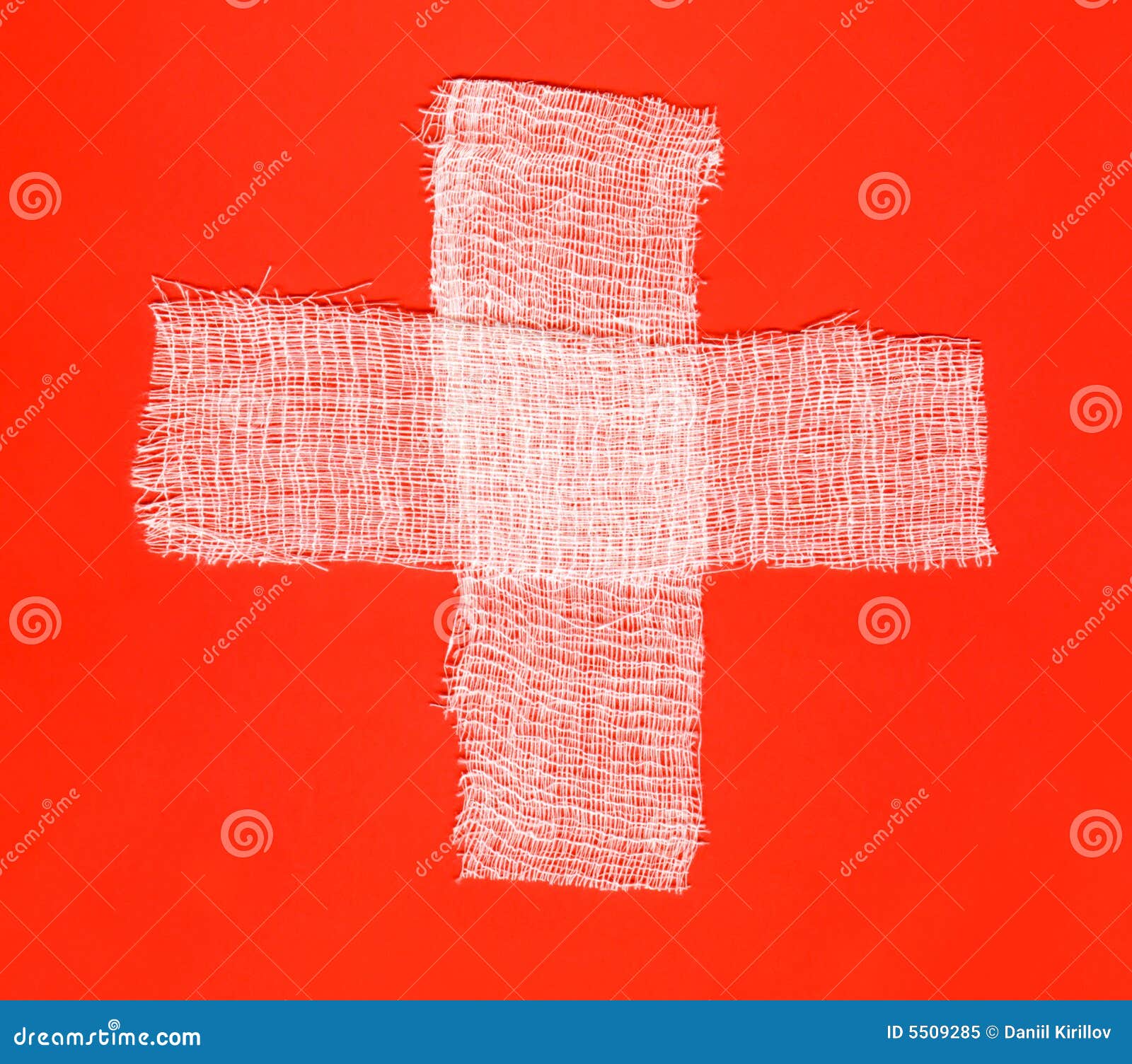 Bandages Forming a Cross on Red Background Stock Image - Image of ...