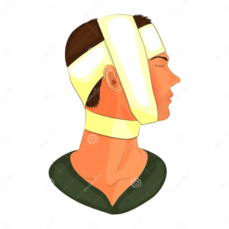 Bandaging of the head stock vector. Illustration of healing - 98983518