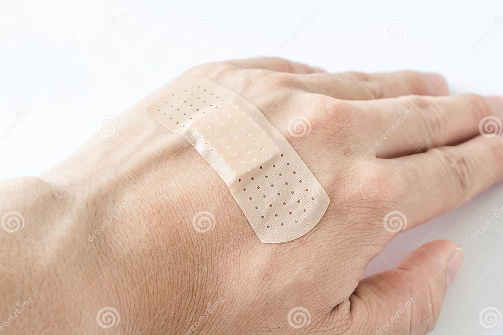 Bandaid on the Hand Back Isolate Background Stock Photo - Image of ...