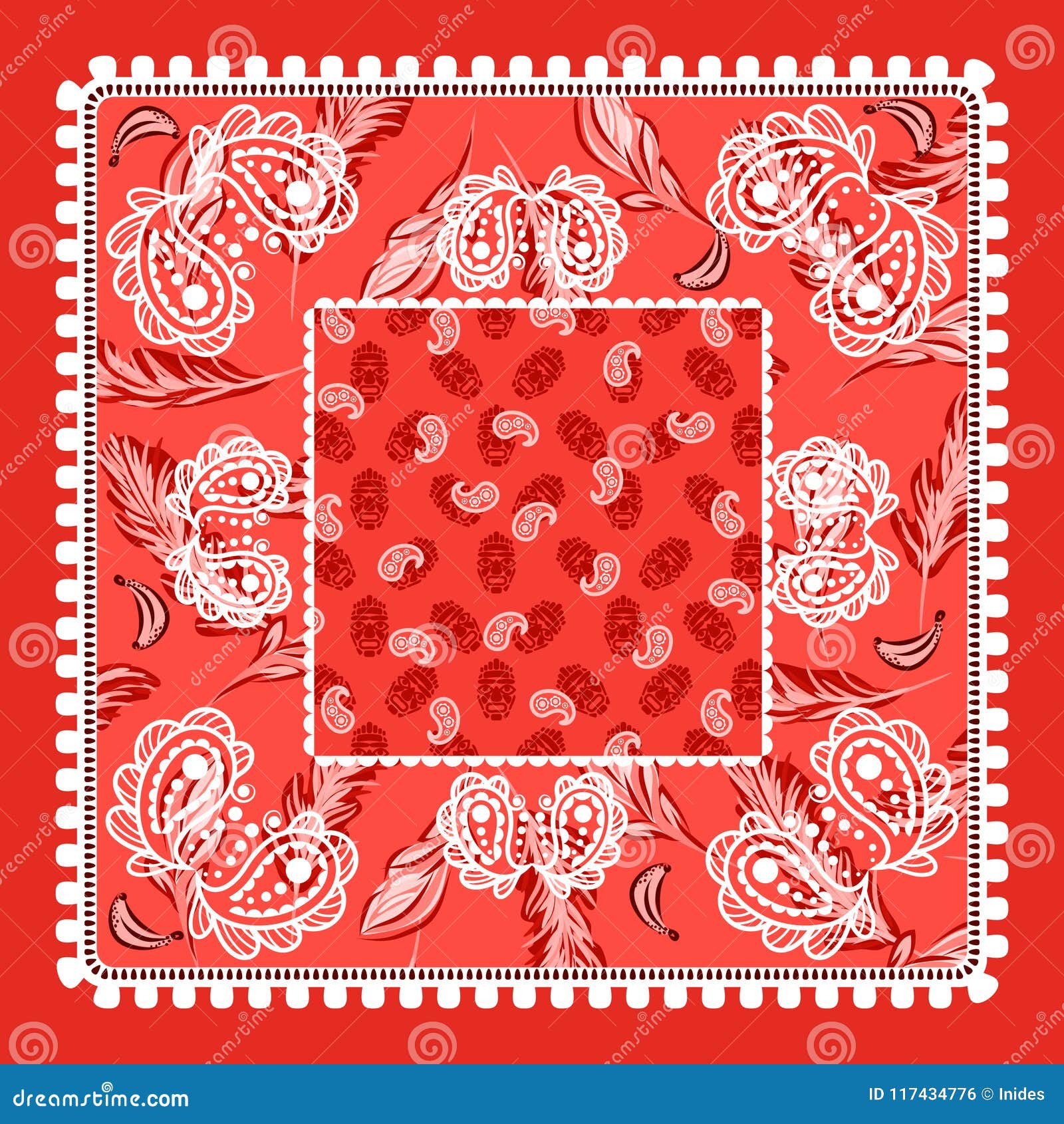 Western Red Bandana Border Stock Illustrations – 38 Western Red Bandana ...
