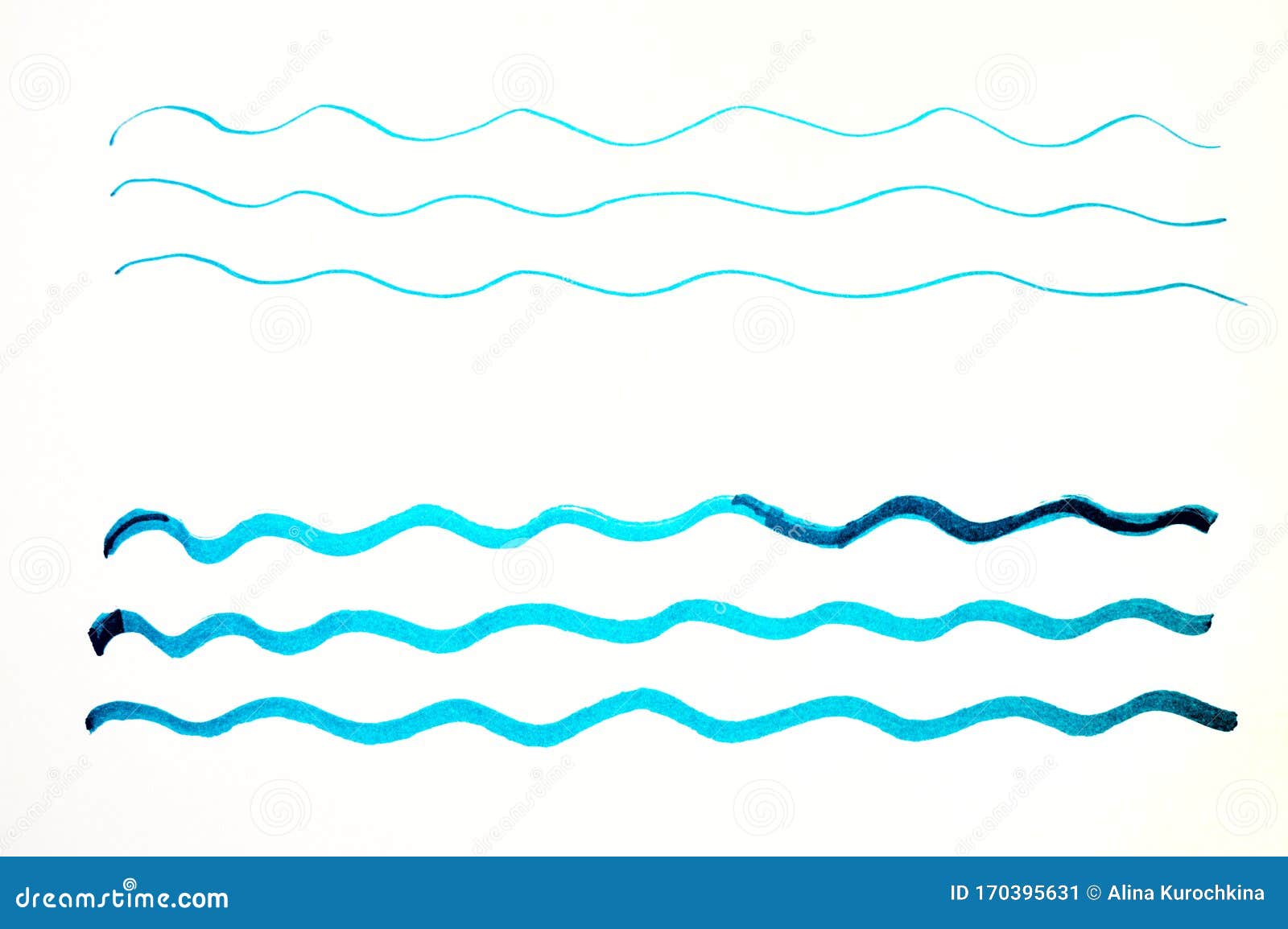 Bandas Azules Onduladas De Espesor Variable Sobre Fondo Blanco Stock de ...