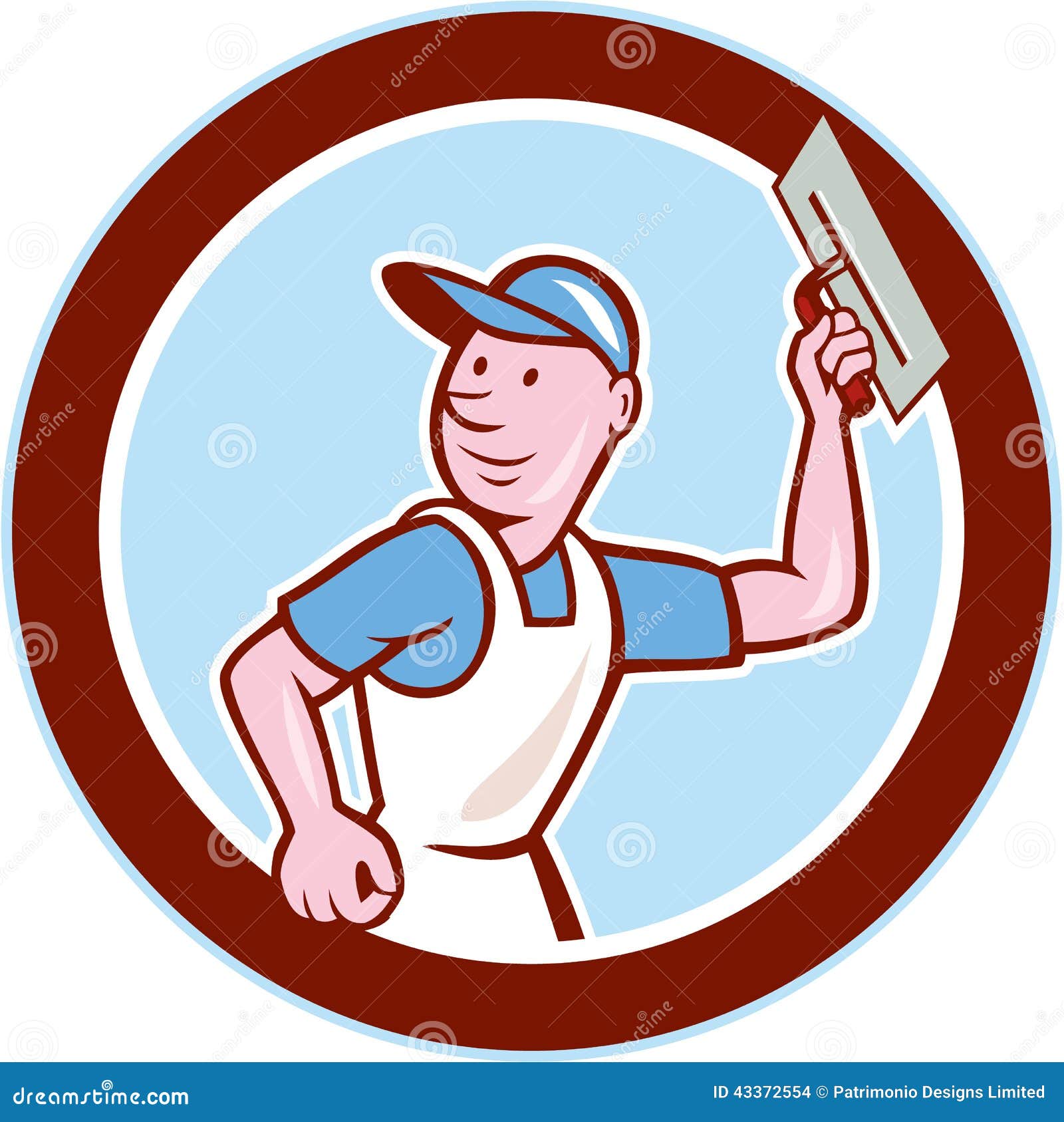 Bande Dessinée De Masonry Worker Circle De Plâtrier Illustration Stock ...