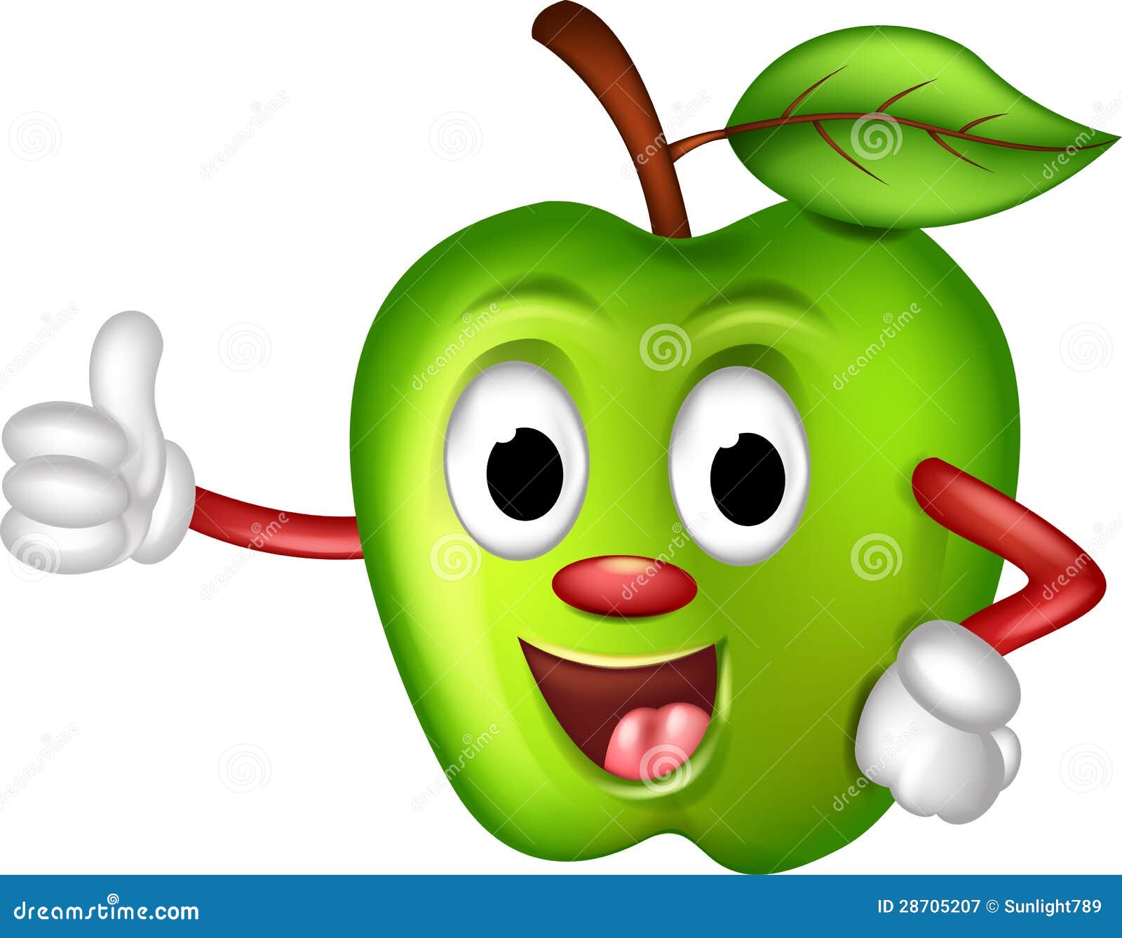 Bande Dessinée Verte Drôle De Pomme Illustration Stock - Illustration ...