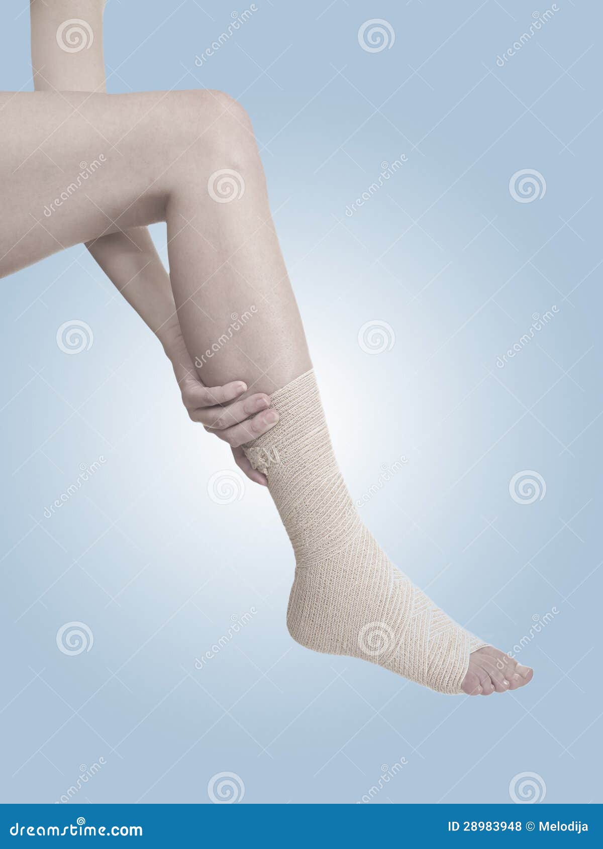 Banded Ankle with the Elastic Cord on White Background. Stock Photo ...