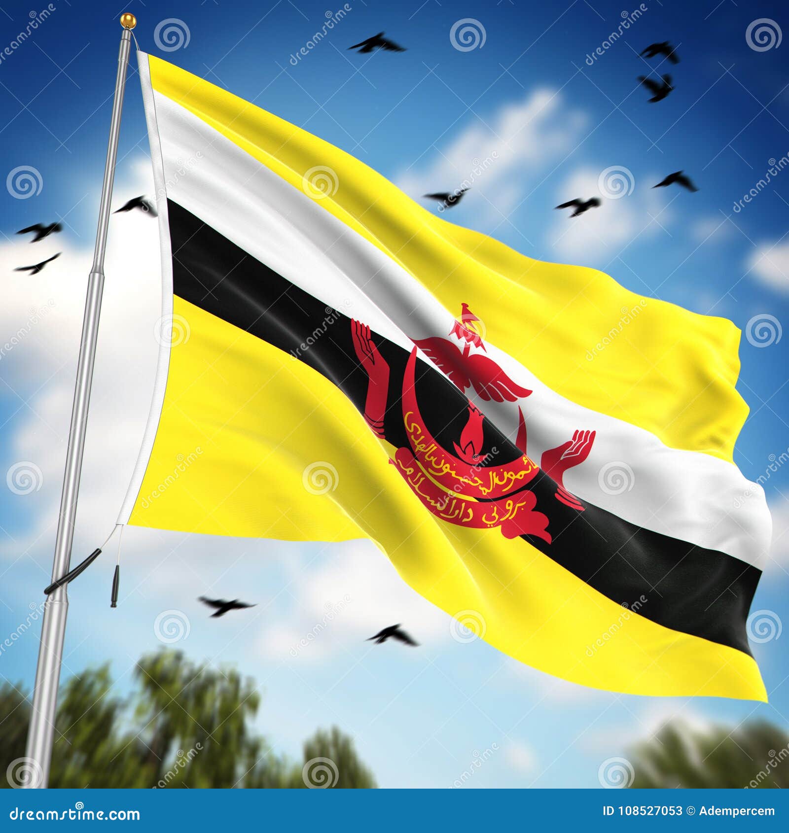 Bandeira De Brunei Darussalam Ilustração Stock - Ilustração de acenar ...