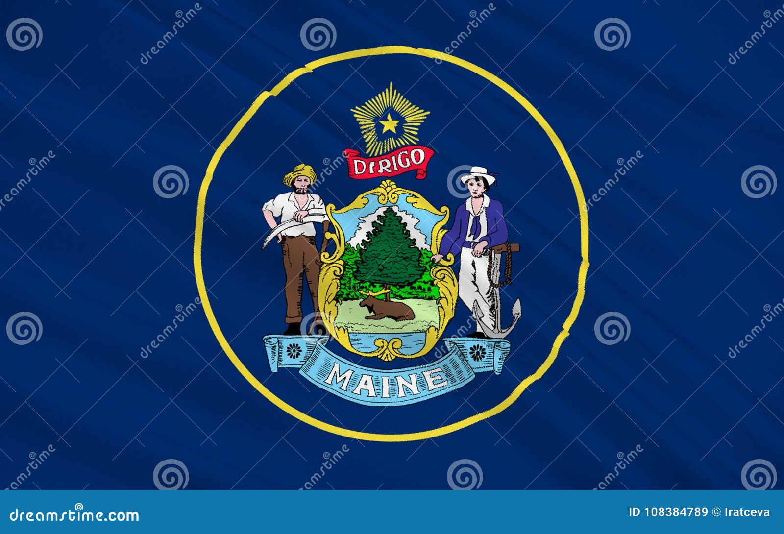 Bandeira de Maine, EUA ilustração stock. Ilustração de alferes - 108384789