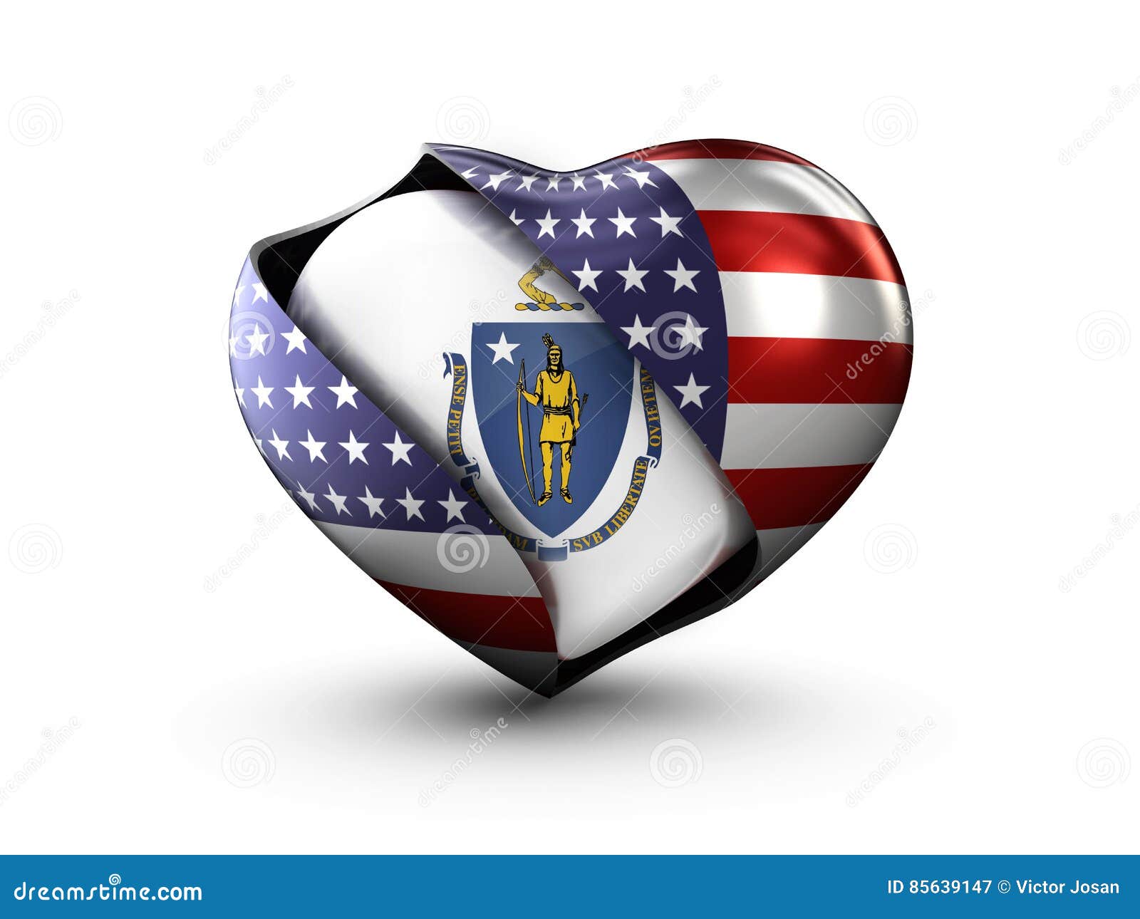 Bandeira De Massachusetts Do Estado Dos EUA No Fundo Branco Ilustração ...