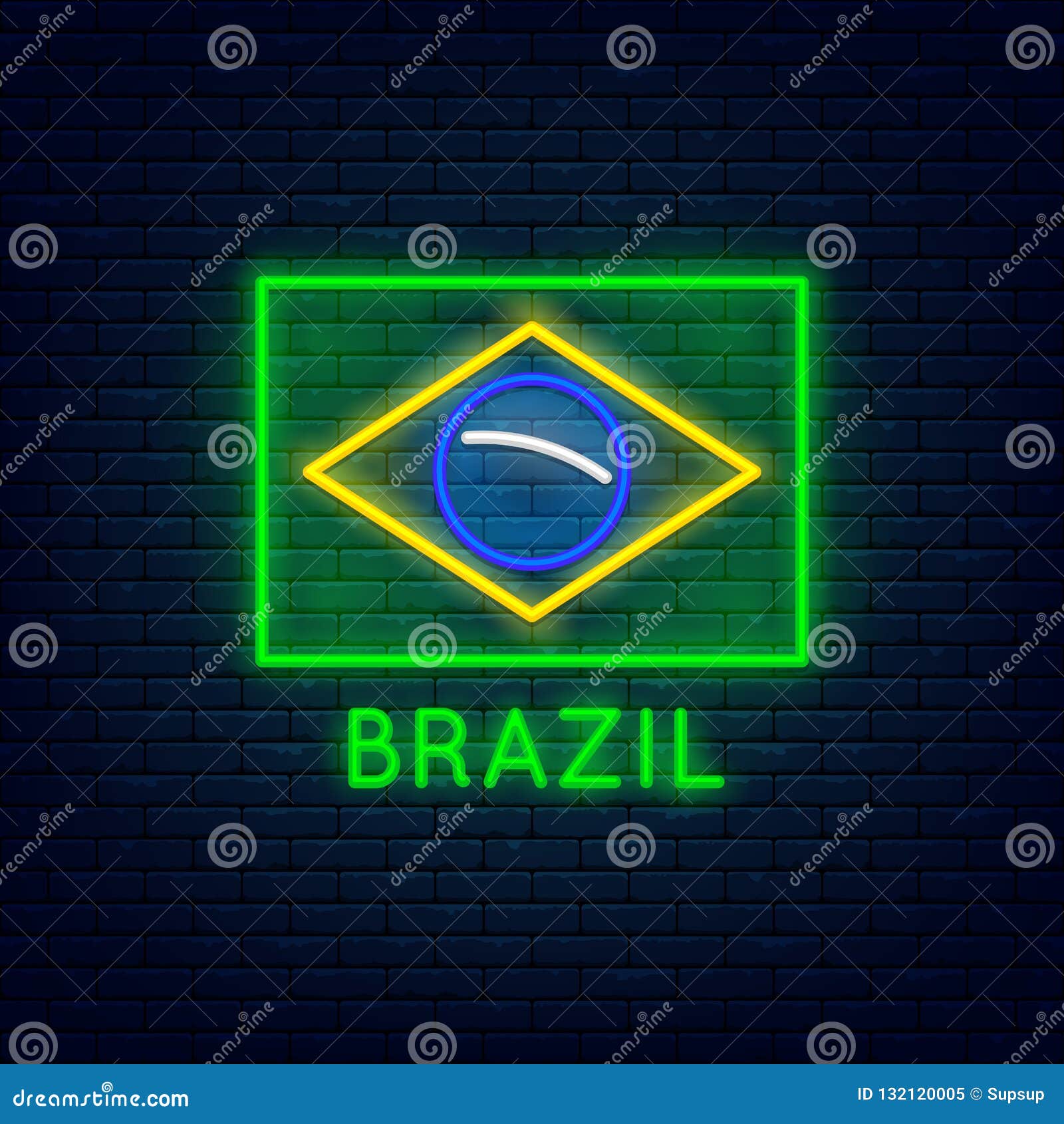 Bandeira de néon de Brasil ilustração do vetor. Ilustração de brilhante ...
