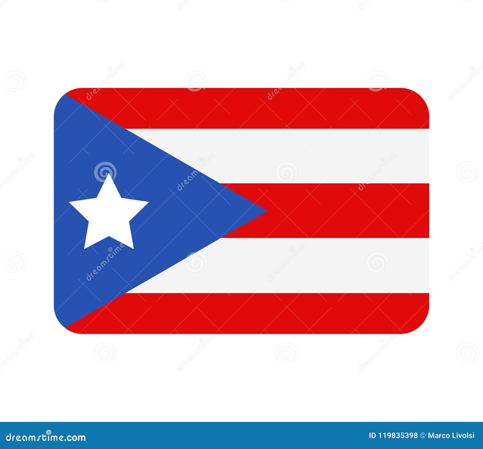 Bandeira de Puerto Rico ilustração stock. Ilustração de isolado - 119835398