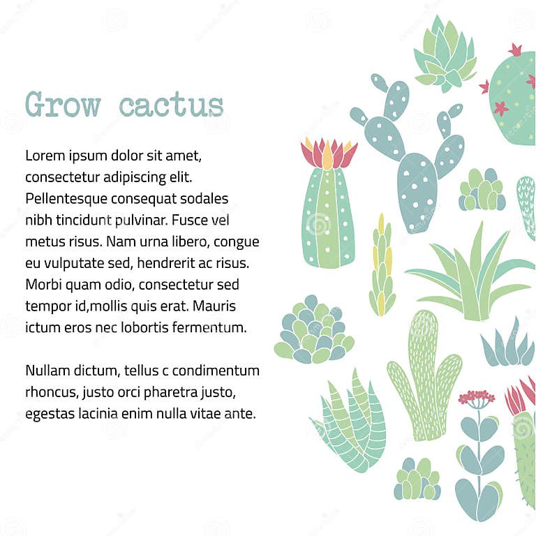 Bandeira do texto do cacto ilustração do vetor. Ilustração de casa ...