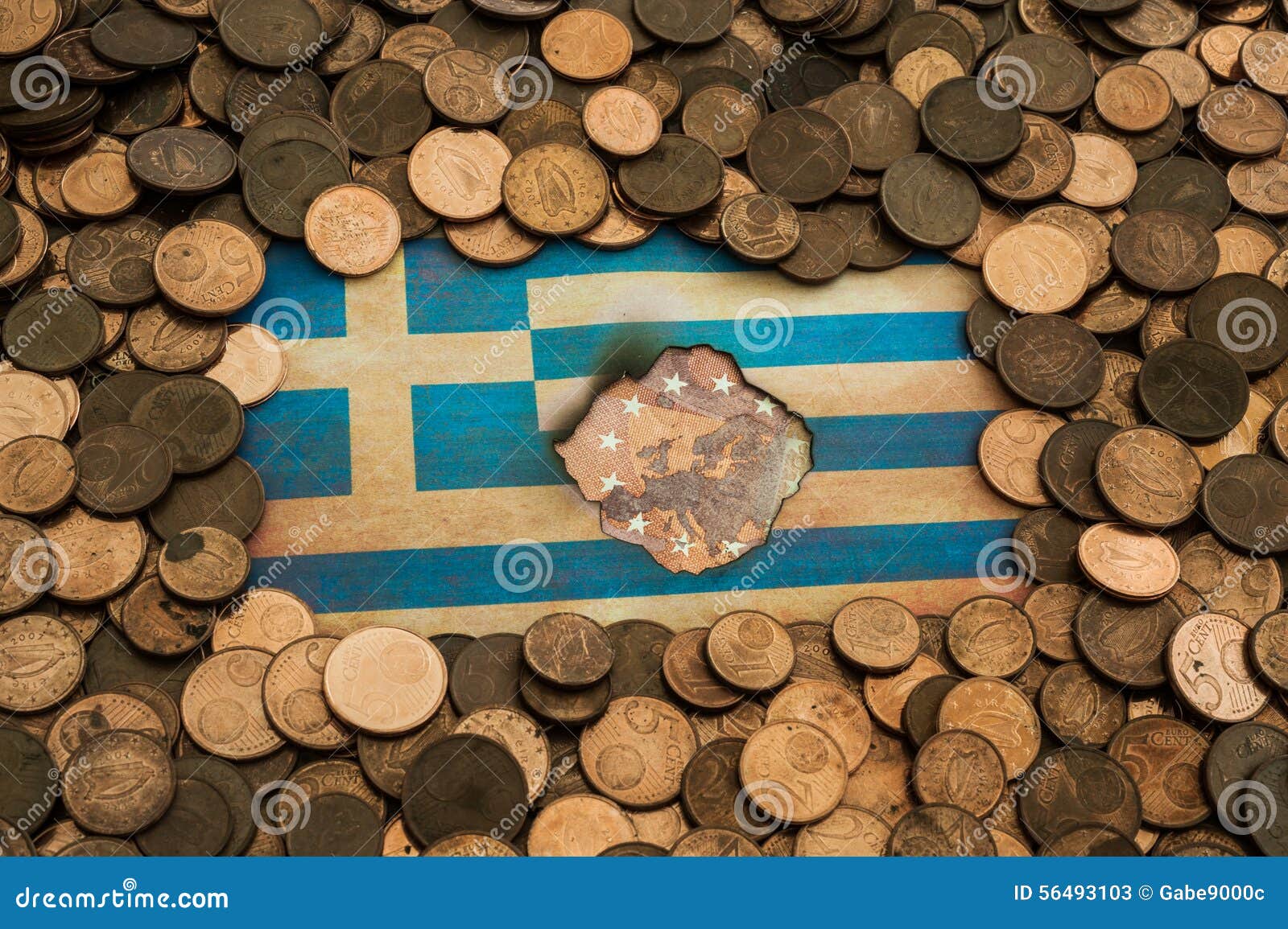 Bandeira Grega Escovada Em Euro- Moedas Imagem de Stock - Imagem de ...