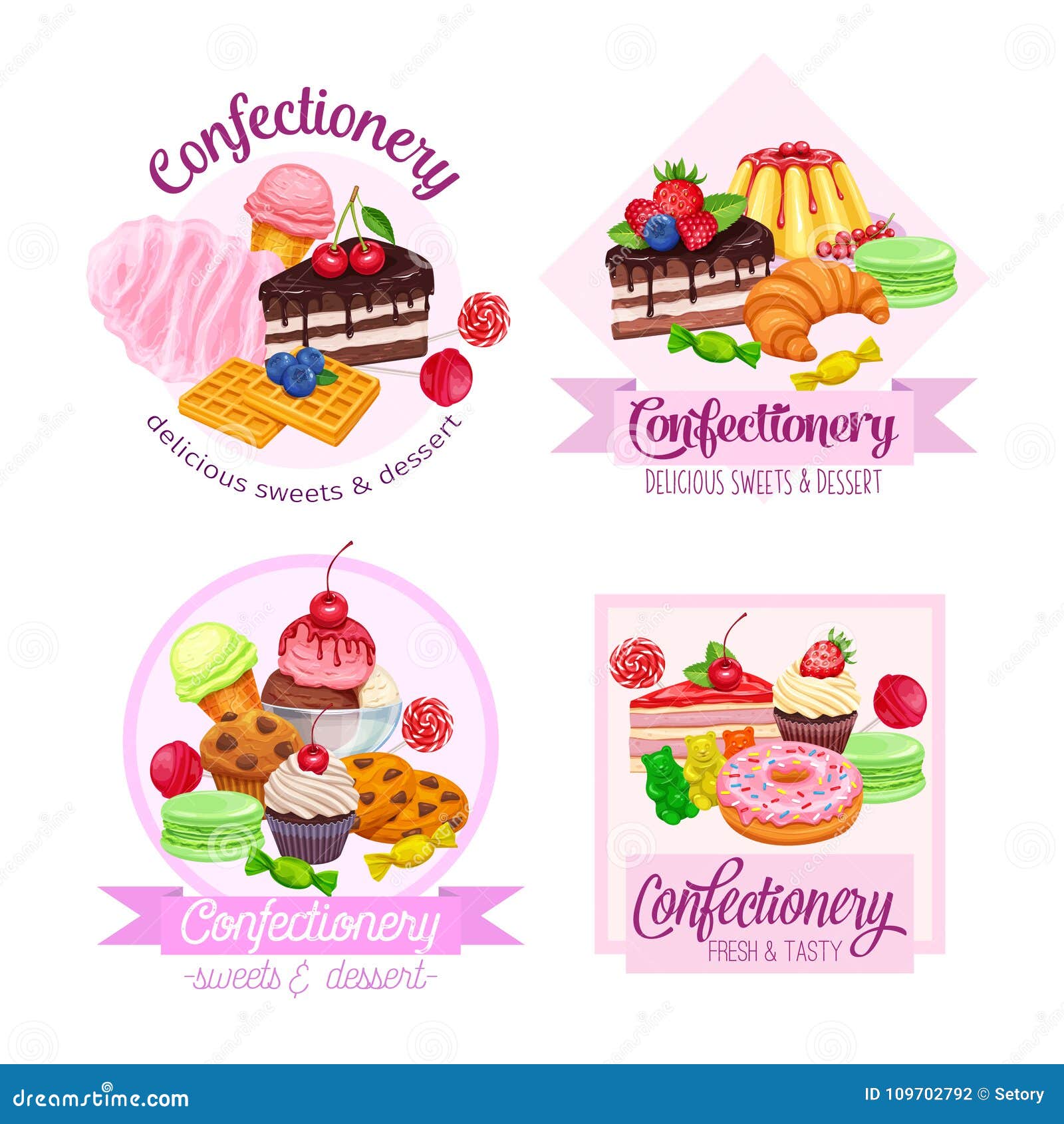 Bandeira Ou Etiqueta Com Confeitos E Doces Ilustração do Vetor ...