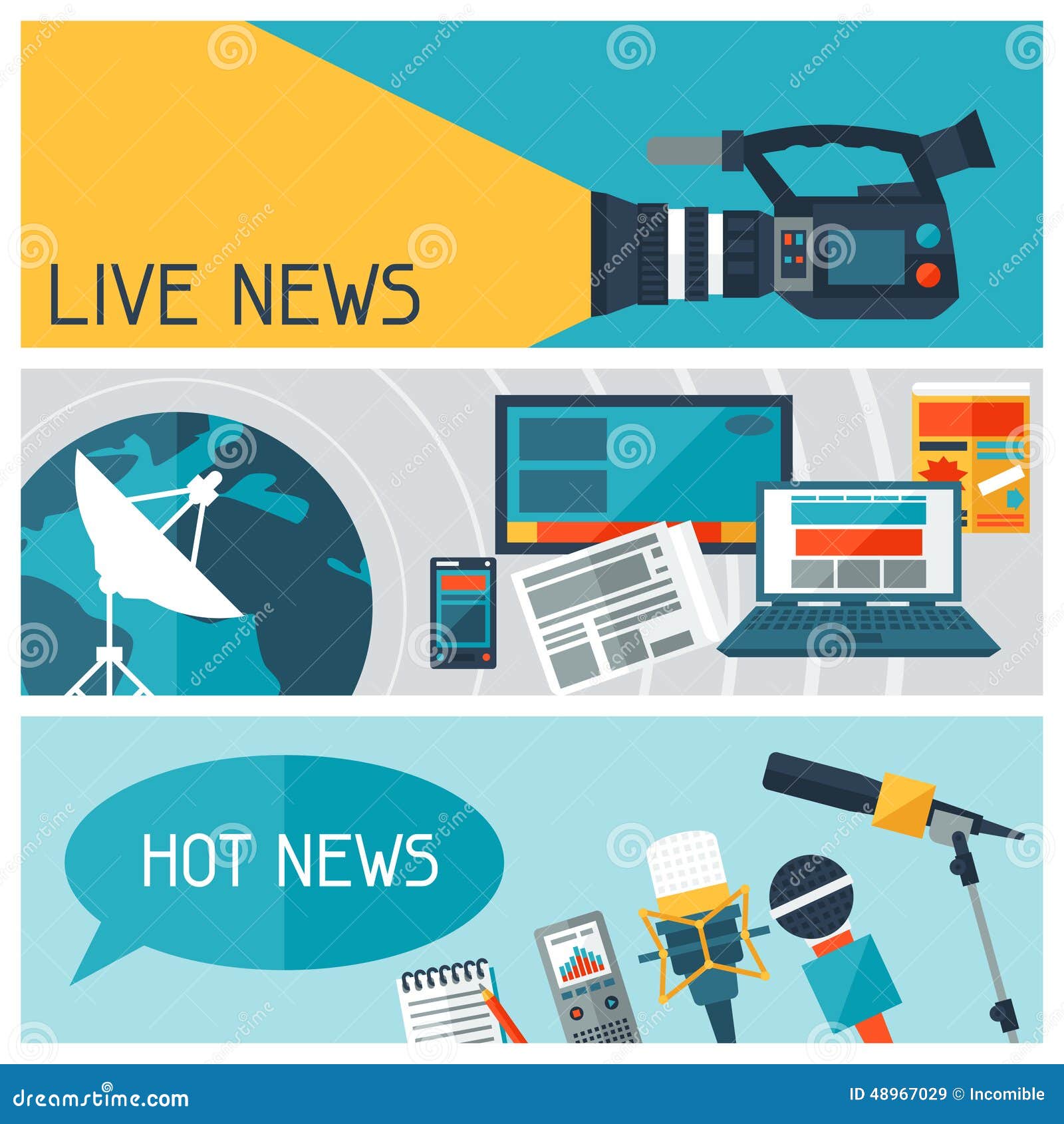 Bandeiras Com ícones Do Jornalismo Ilustração do Vetor - Ilustração de ...