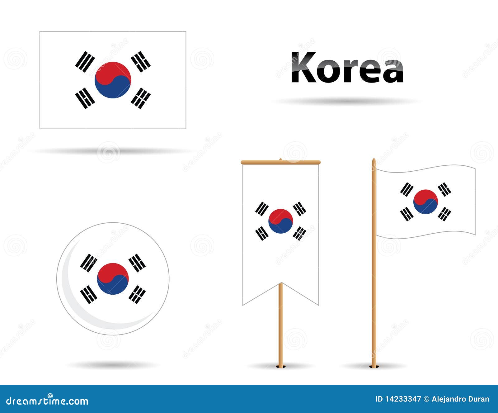 Bandeiras coreanas ilustração do vetor. Ilustração de leste - 14233347