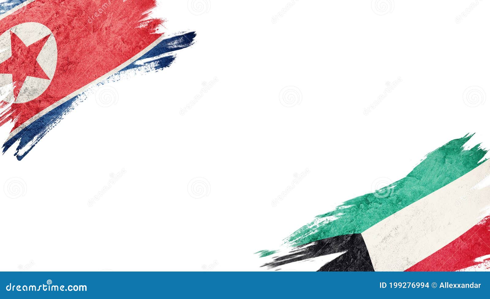 Bandeiras Da Coreia Do Norte E Do Kuwait Sobre Fundo Branco Ilustração ...