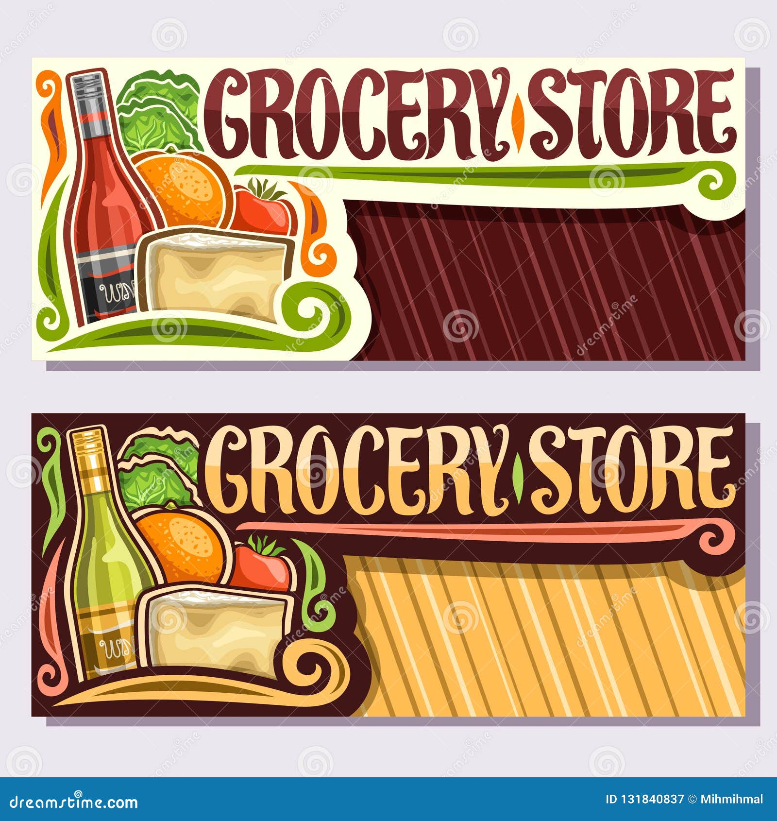 Bandeiras Do Vetor Para a Mercearia Ilustração do Vetor - Ilustração de ...