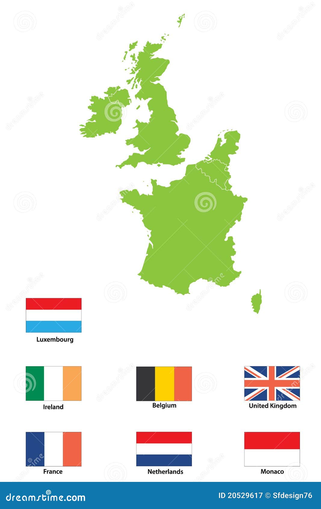 Bandeiras E Mapa De Europa Ocidental Ilustração do Vetor - Ilustração ...