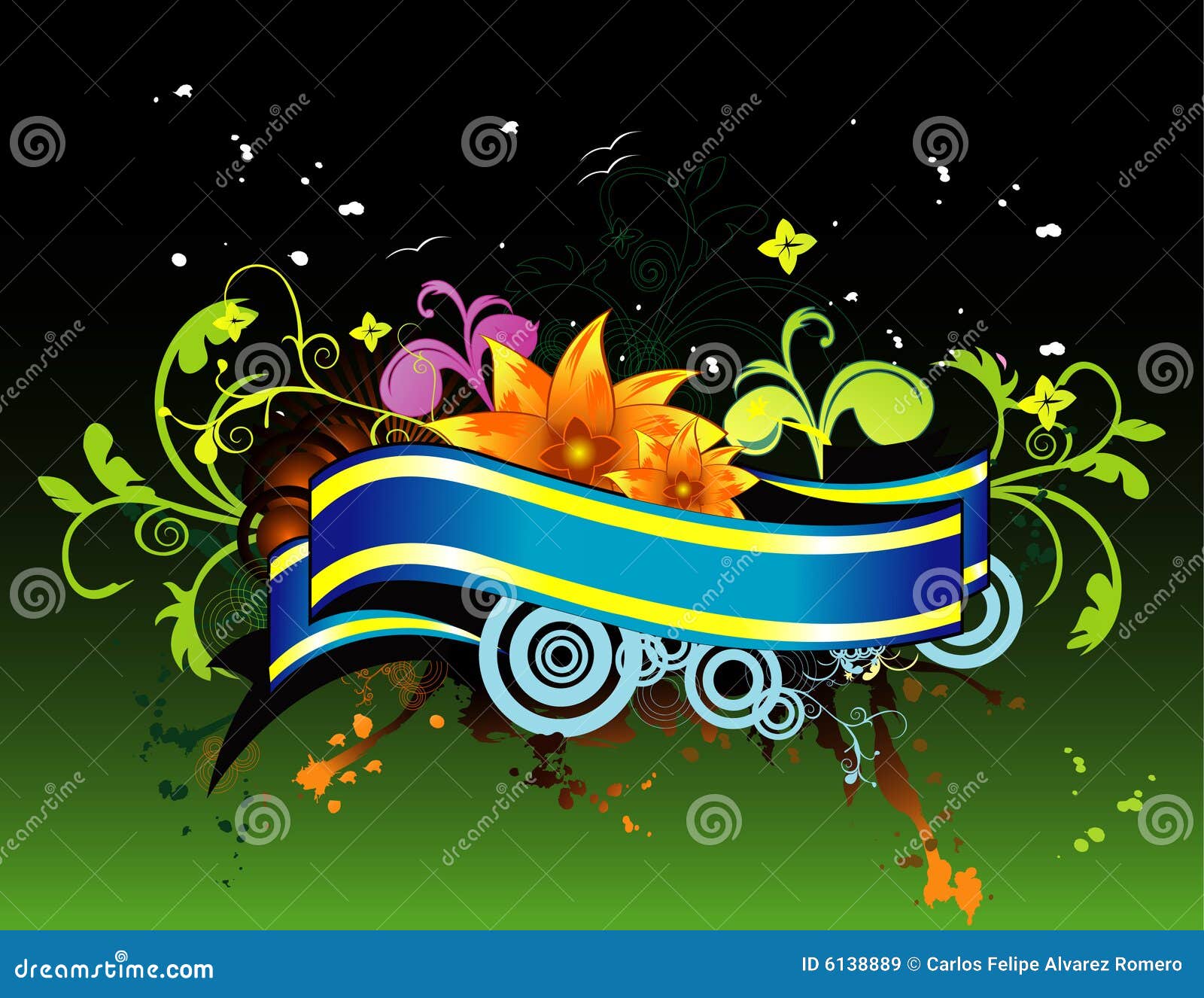 Bandera Abstracta Floral Del Vector Ilustración del Vector ...