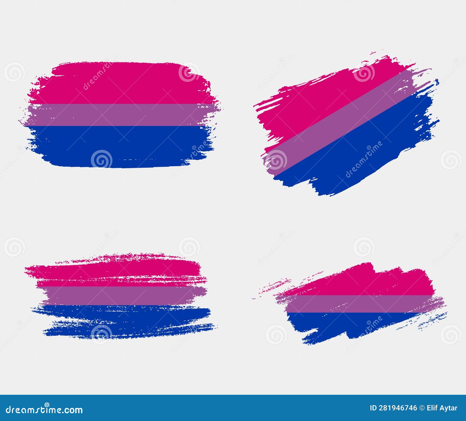Bandera Bisexual Pintada Con Pincel Sobre Fondo Blanco Concepto De