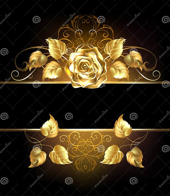 Bandera con la rosa de oro ilustración del vector. Ilustración de fondo ...