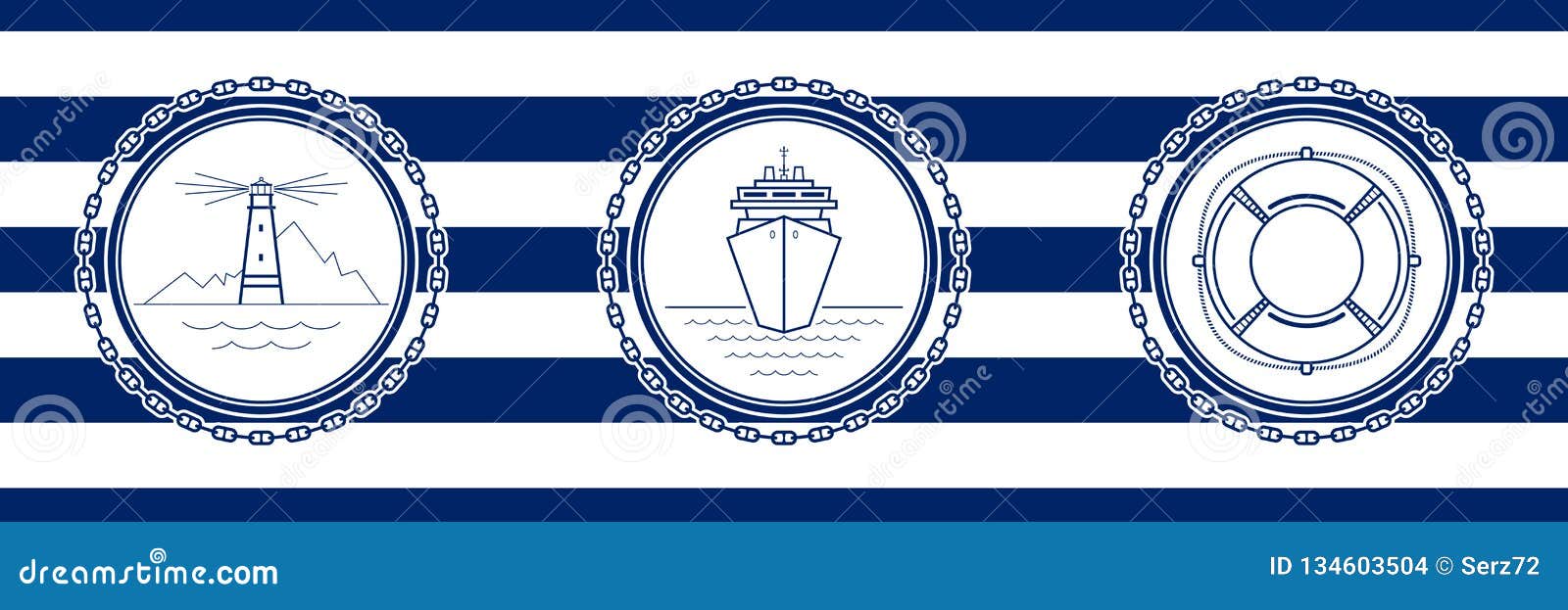 Bandera Con Los Emblemas Del Mar Ilustración del Vector - Ilustración ...