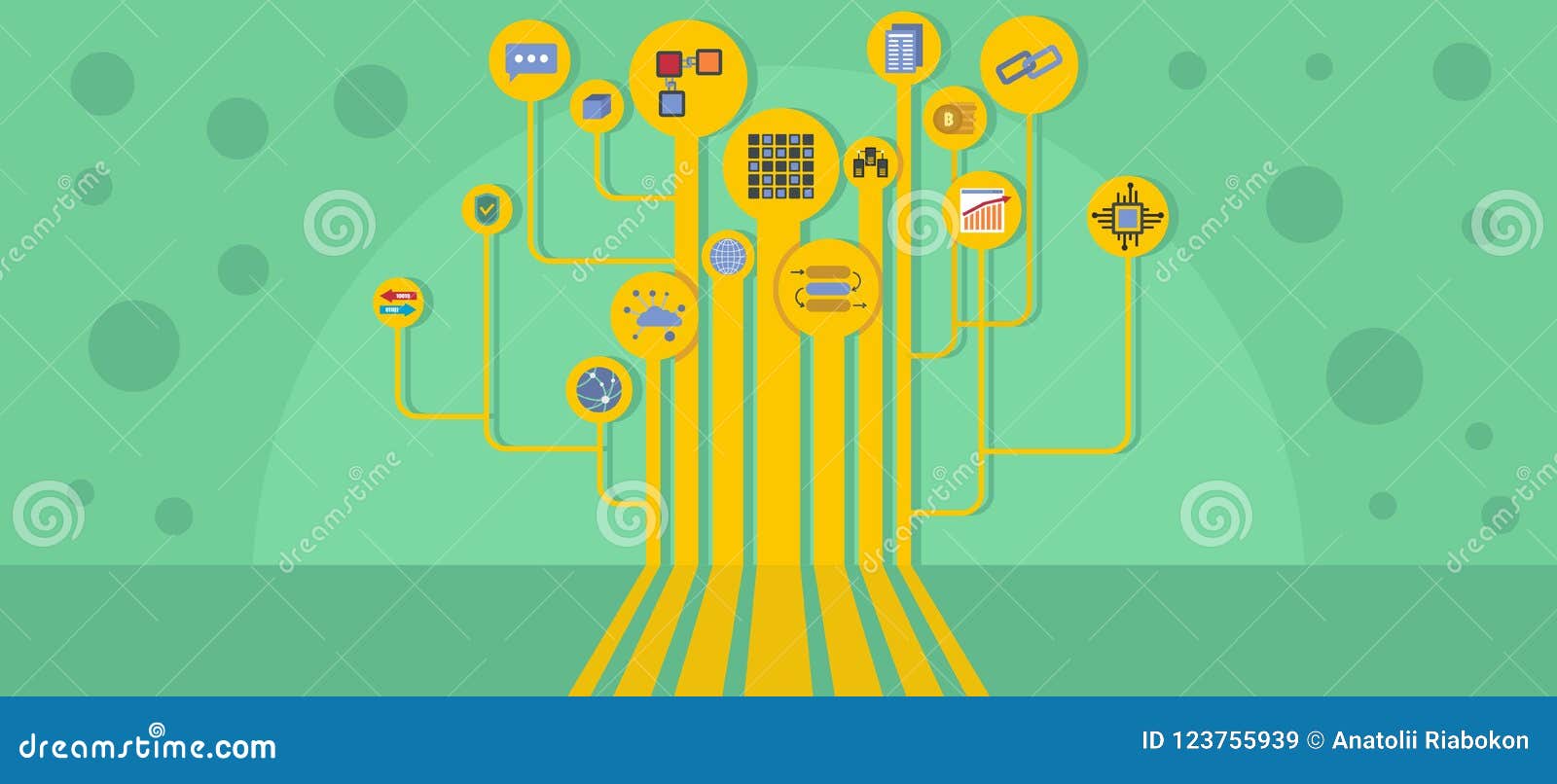 Bandera De Cadena Del Software, Estilo Plano Stock de ilustración ...