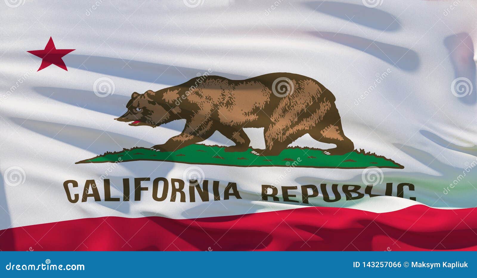Bandera De California, Ejemplo Realista 3d Stock de ilustración ...