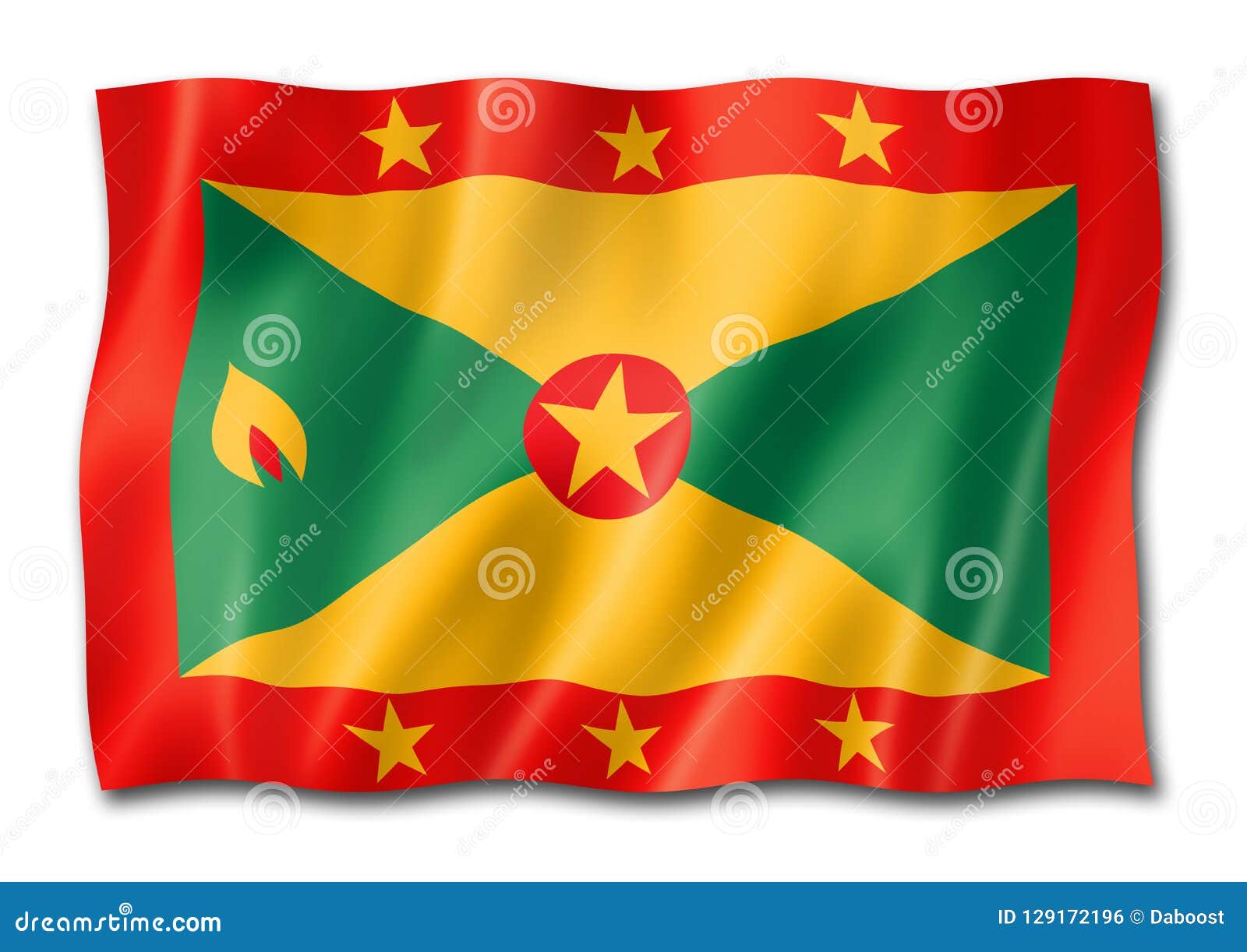 Bandera De Grenada Aislada En Blanco Stock de ilustración - Ilustración ...