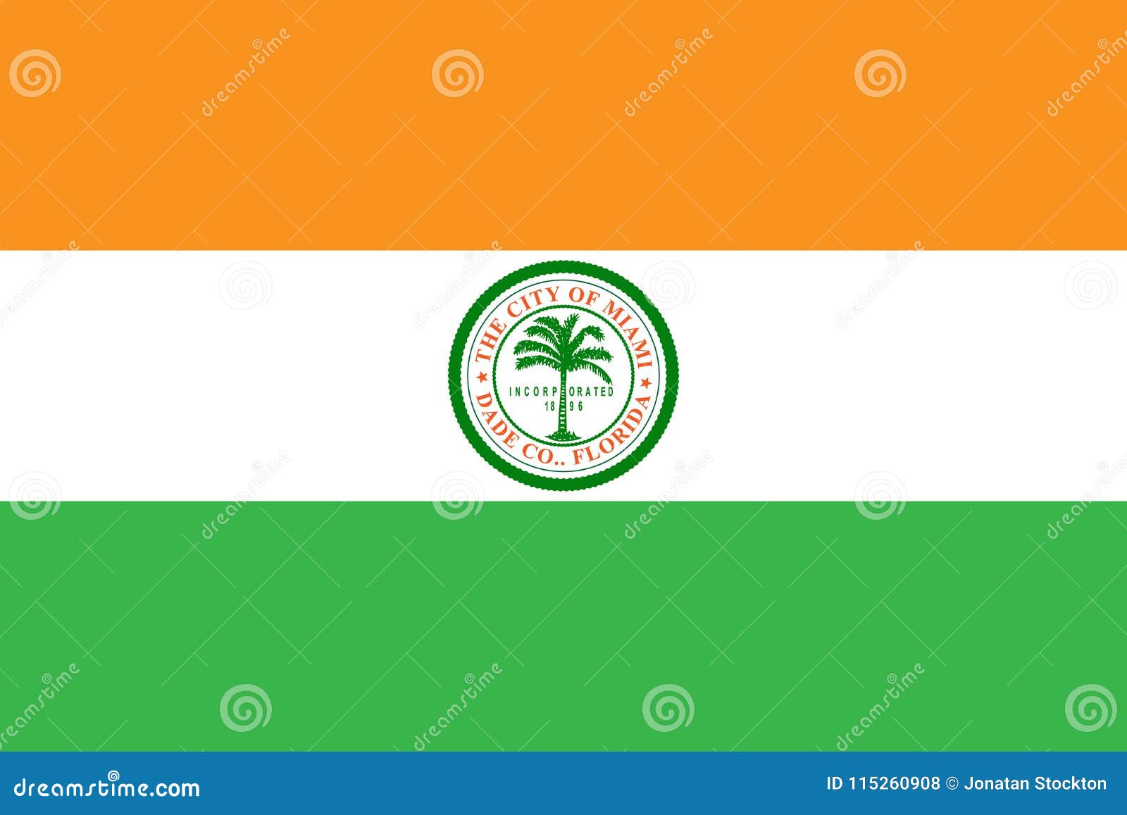 Bandera De La Ciudad De Miami, La Florida, Los E.E.U.U. Stock de ...