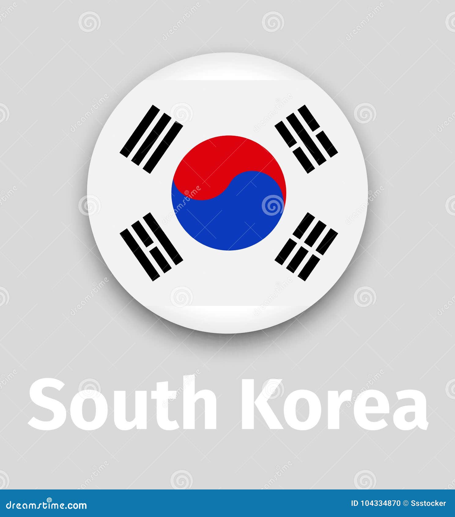 Bandera De La Corea Del Sur, Icono Redondo Ilustración del Vector ...