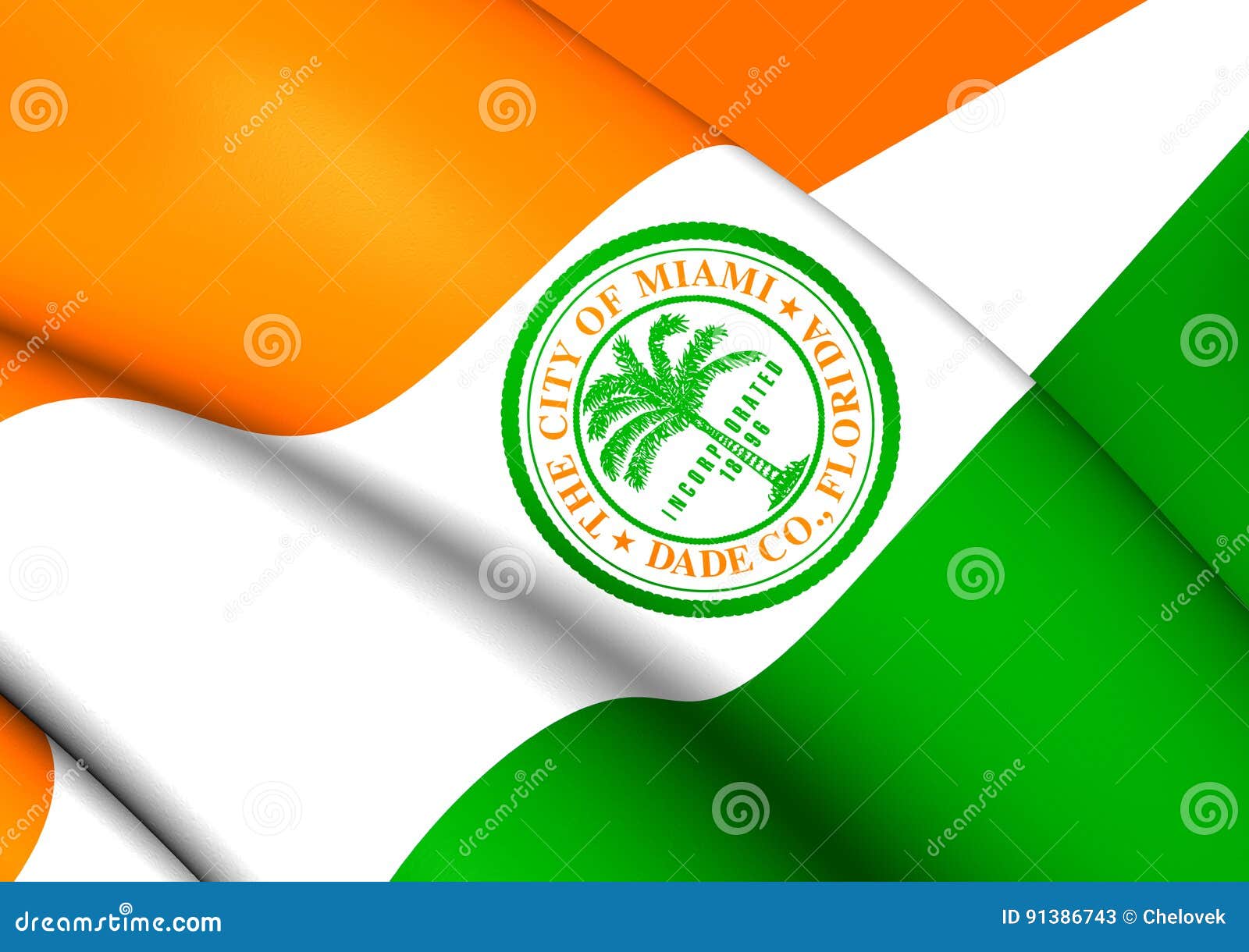 Bandera De Miami, Los E.E.U.U. Stock de ilustración - Ilustración de ...