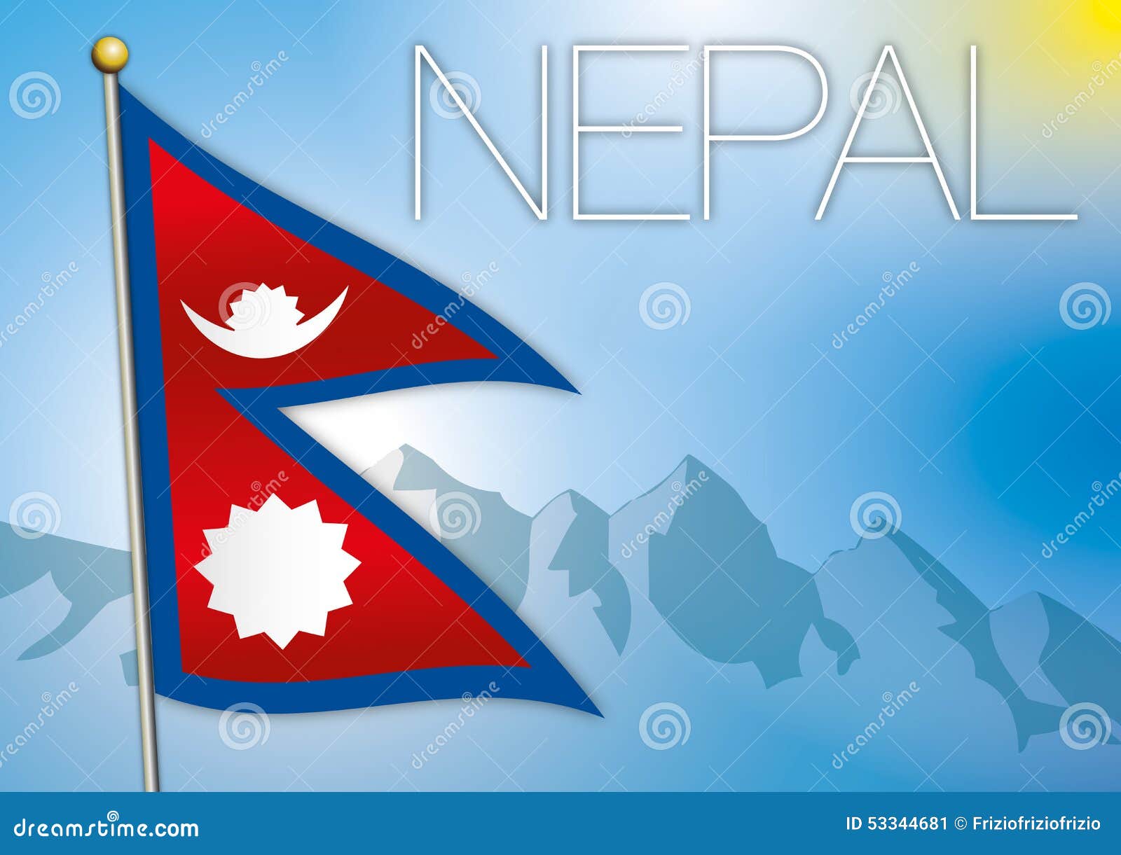 Bandera de Nepal stock de ilustración. Ilustración de cielo - 53344681