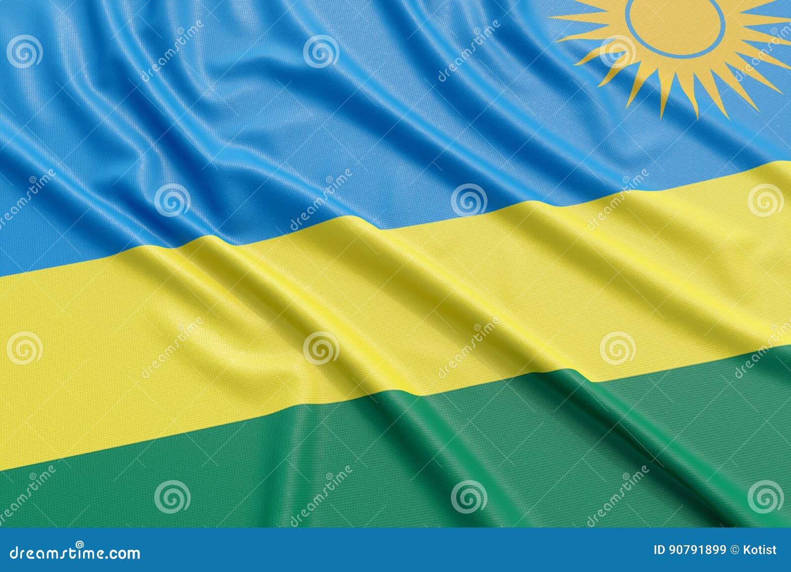 Bandera de Rwanda stock de ilustración. Ilustración de seda - 90791899