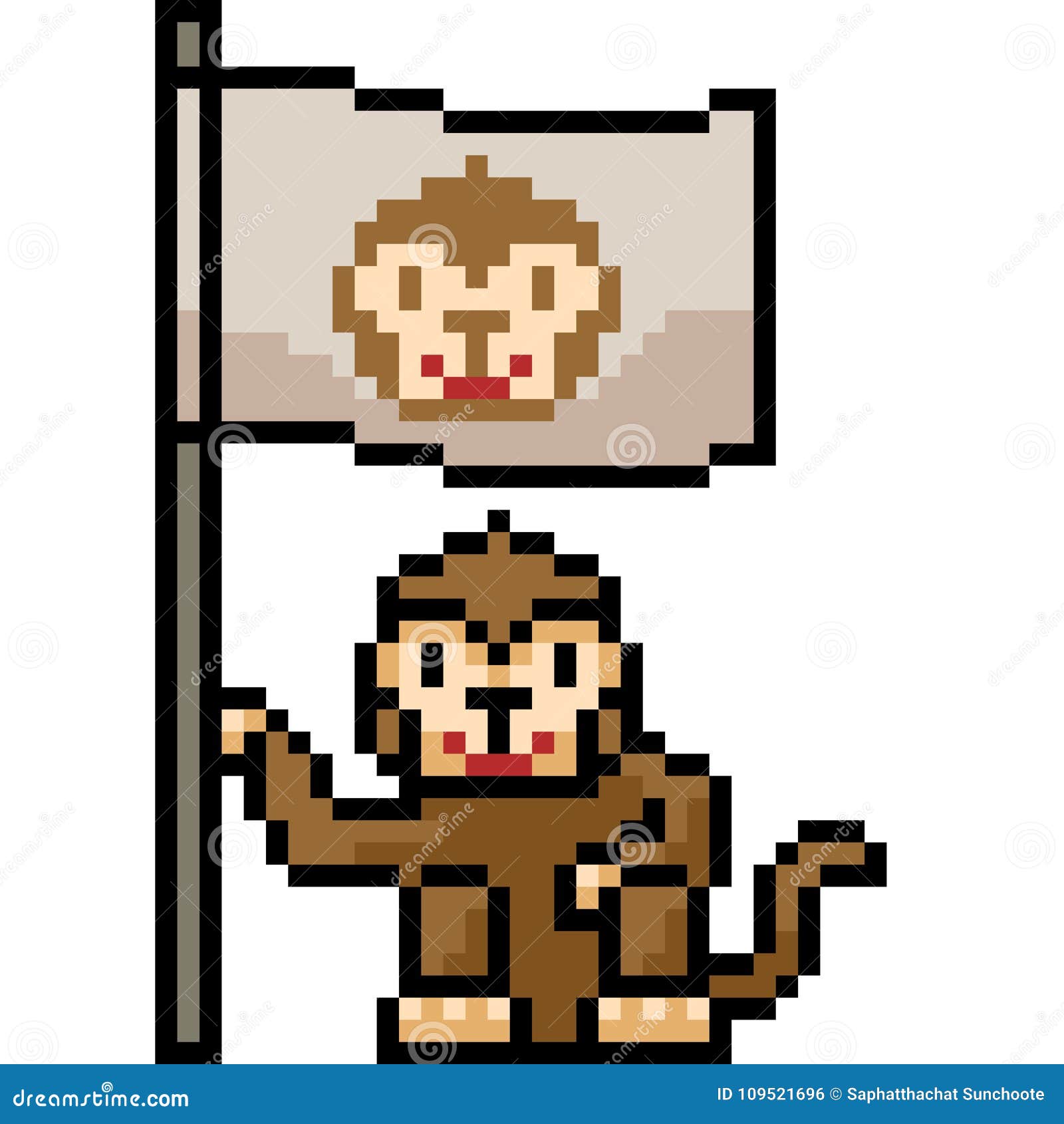 Bandera Del Mono Del Arte Del Pixel Del Vector Ilustración del Vector ...