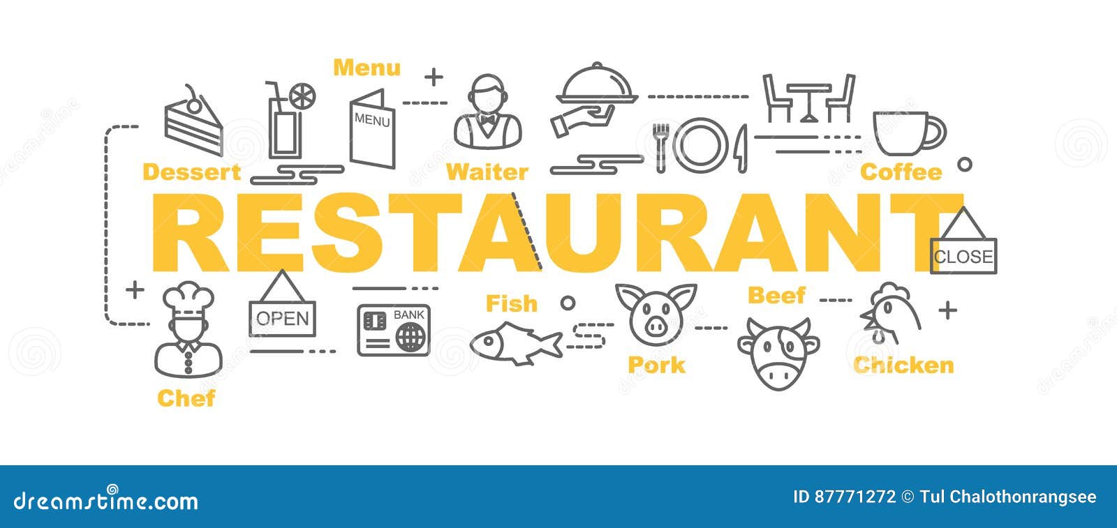 Bandera Del Vector Del Restaurante Ilustración del Vector - Ilustración ...