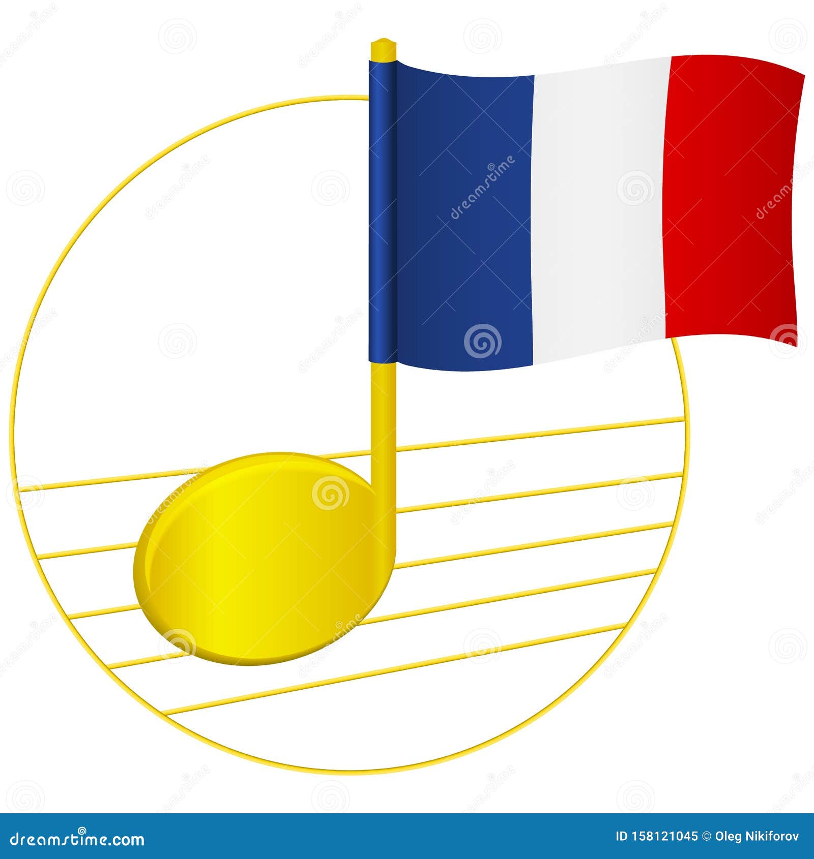 Bandera Francesa Y Nota Musical Stock de ilustración - Ilustración de ...