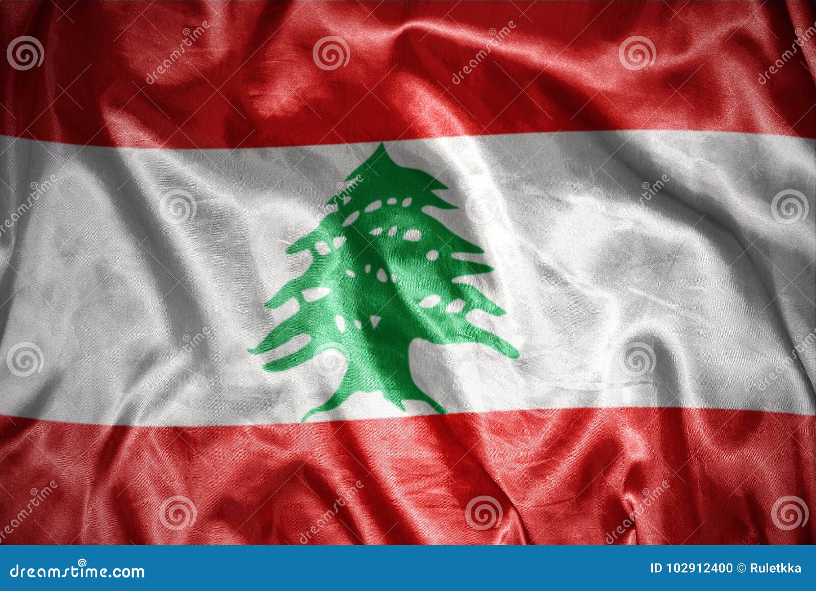 Bandera libanesa brillante stock de ilustración. Ilustración de ...