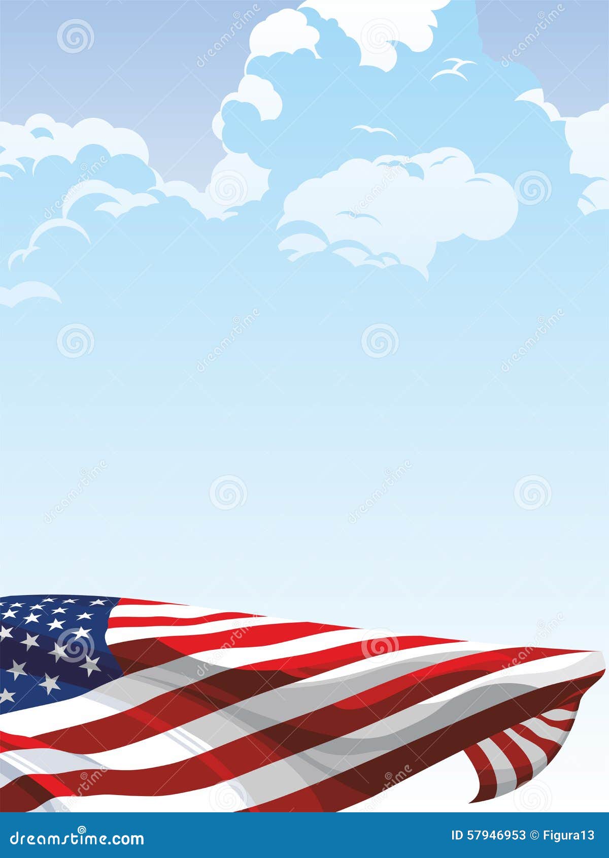 Bandera Los E.E.U.U. Y Nubes Stock de ilustración - Ilustración de ...